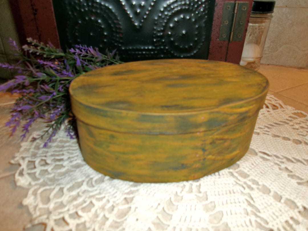 Primitive Wooden Shaker Pantry Box, Lidded Container, Banded Bentwood ...