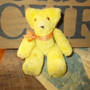 Antique Teddy Bear, Miniature 5 Inch With Glass Eyes, Golden Mohair ...