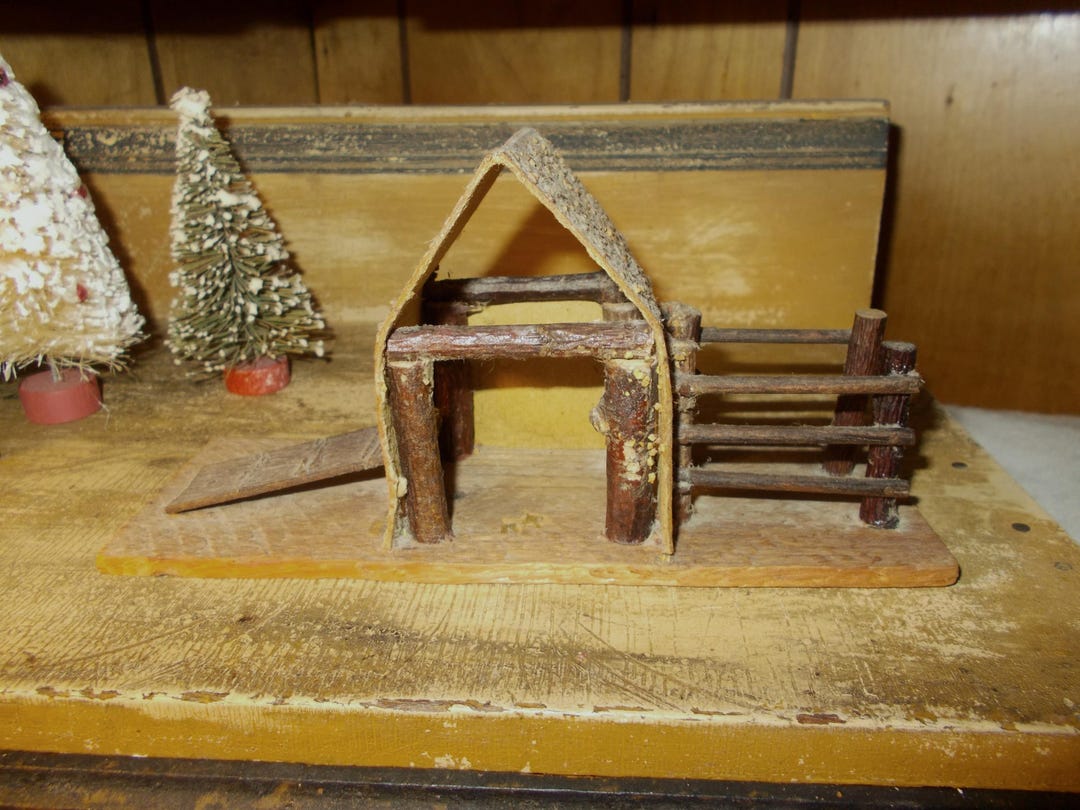 Antique German Putz, Mini Wood Barn, Platform Building, Chicken Coop ...