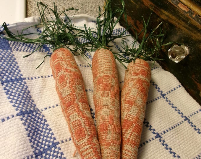 Primitive Carrots Made From Coverlet Cloth (3 Set) Rustic Spring Bowl ...