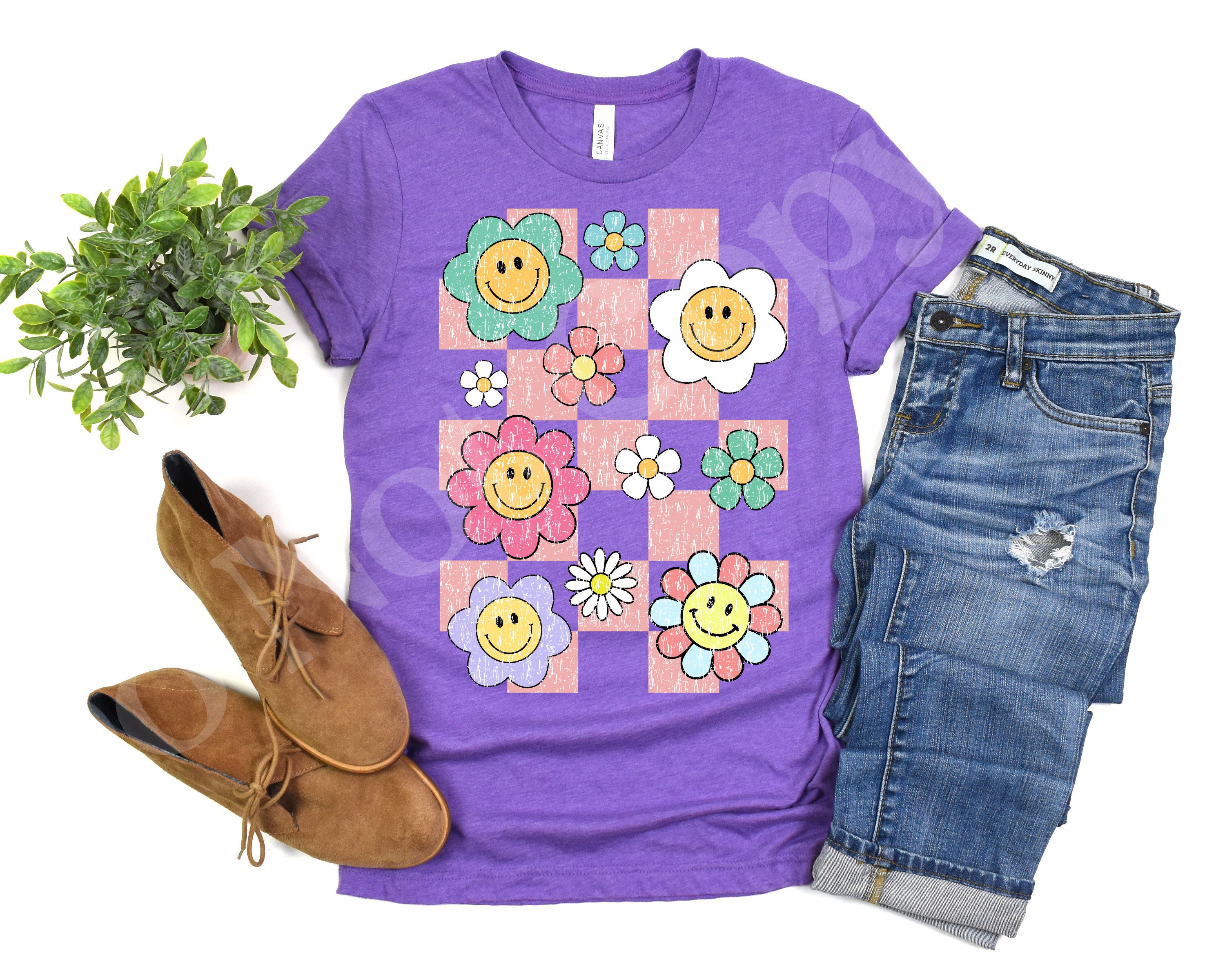 Retro Grunge Smiley PNG - Etsy