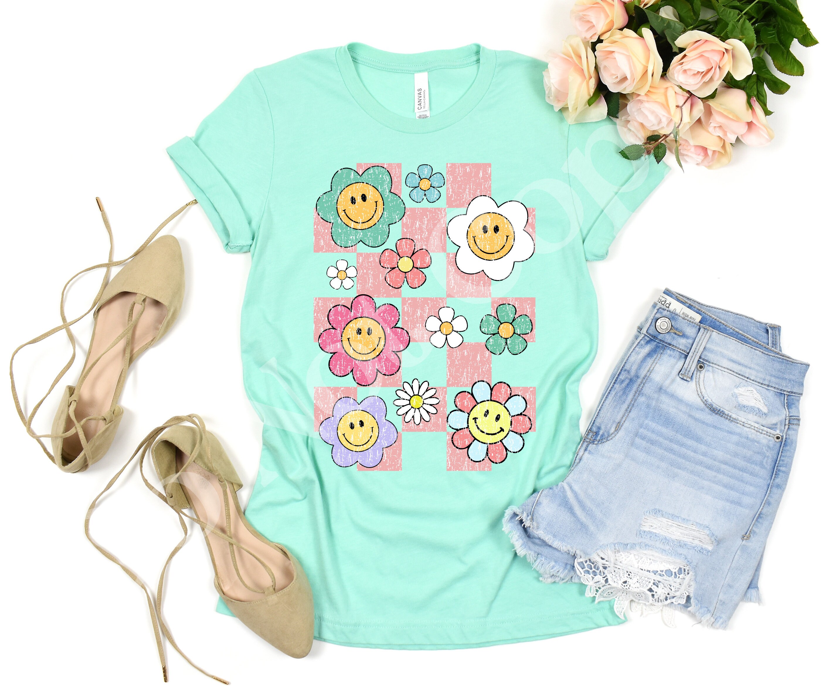 Retro Grunge Smiley PNG - Etsy