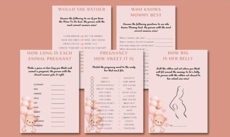 Baby Shower Game Bundle Printable Baby Shower Game Pink Girl - Etsy