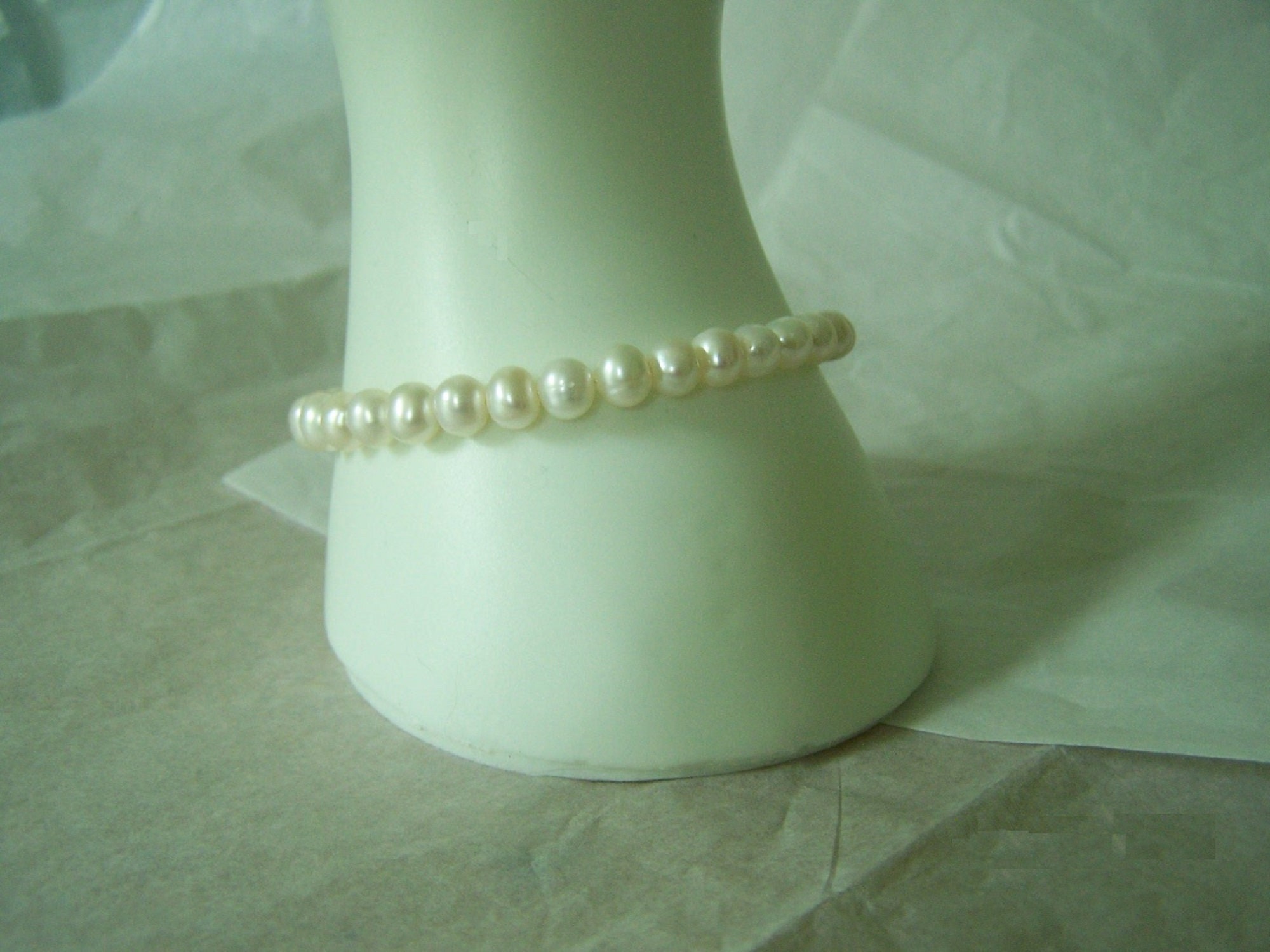 White Freshwater Pearl Sterling Silver Bracelet Etsy