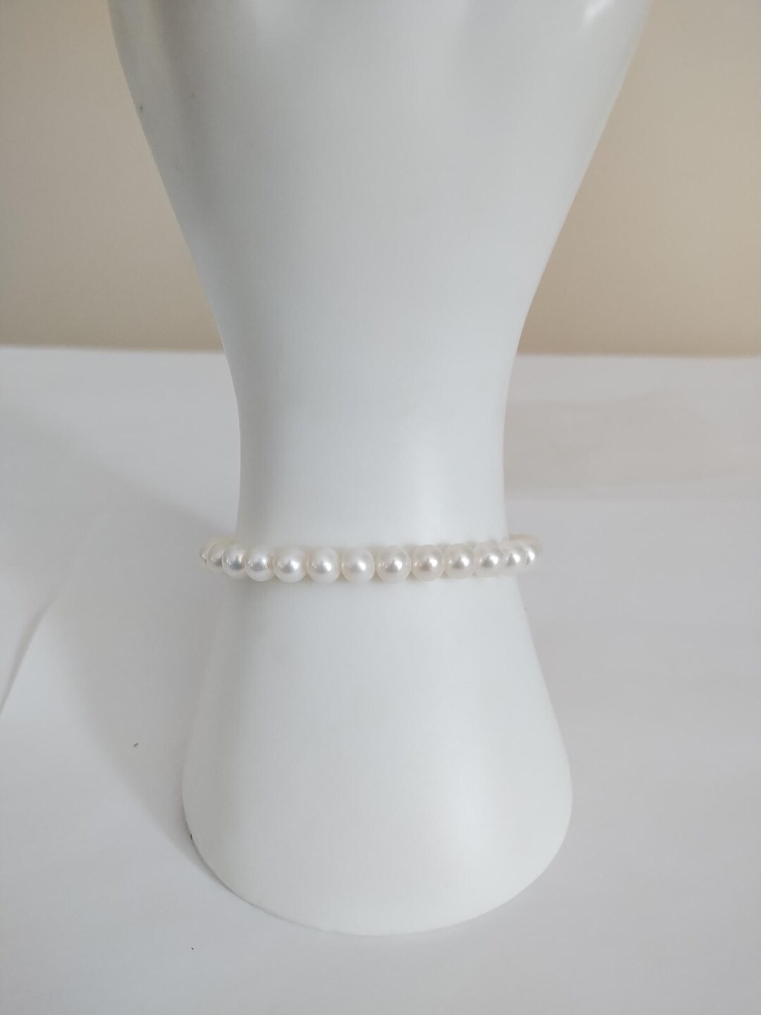 White Pearl Bracelet Perfect 6mm Round Pearls With Sterling Silver ...