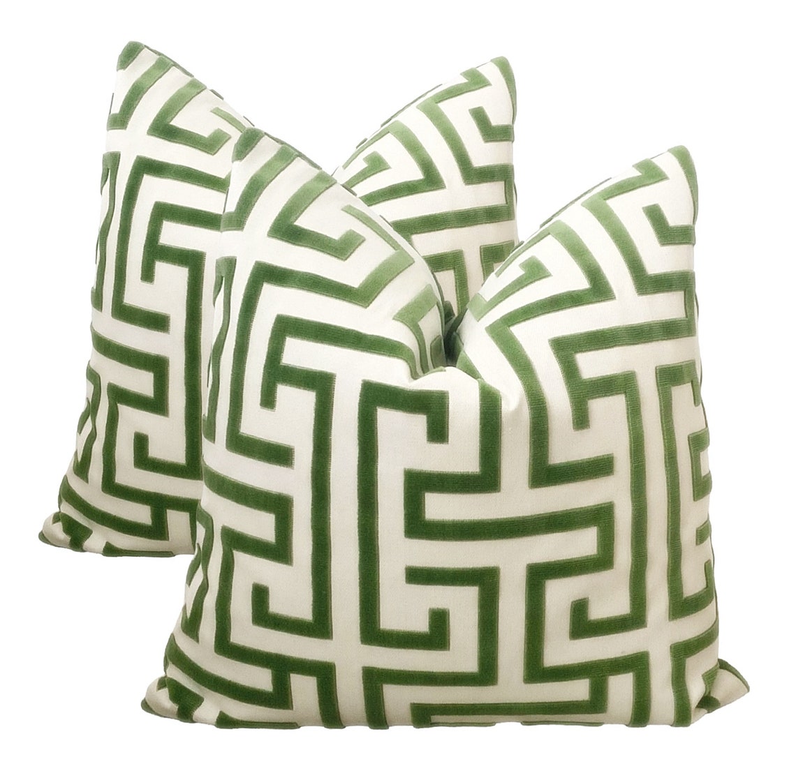 Ming Trail Green Pillow Cover Velvet Ming Style Pillow Cover - Etsy