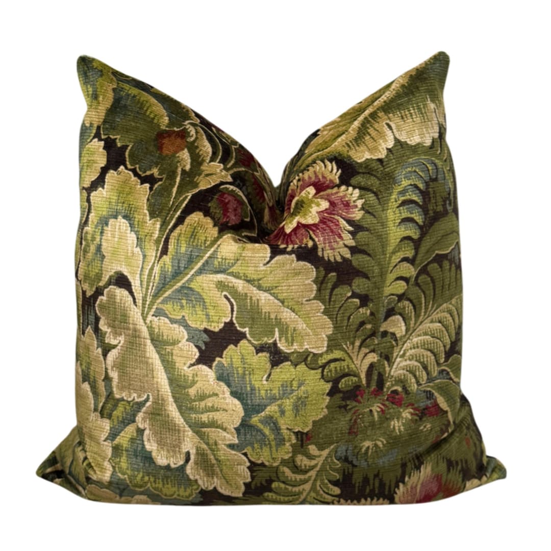 NEW! Chelsea Velvet Pillow Cover - Fern and Mulberry, Floral, Botanical ...