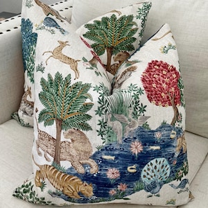 Pamir Garden Pillow Cover, Cream Indigo Pamir Garden, Sanderson Pillow ...