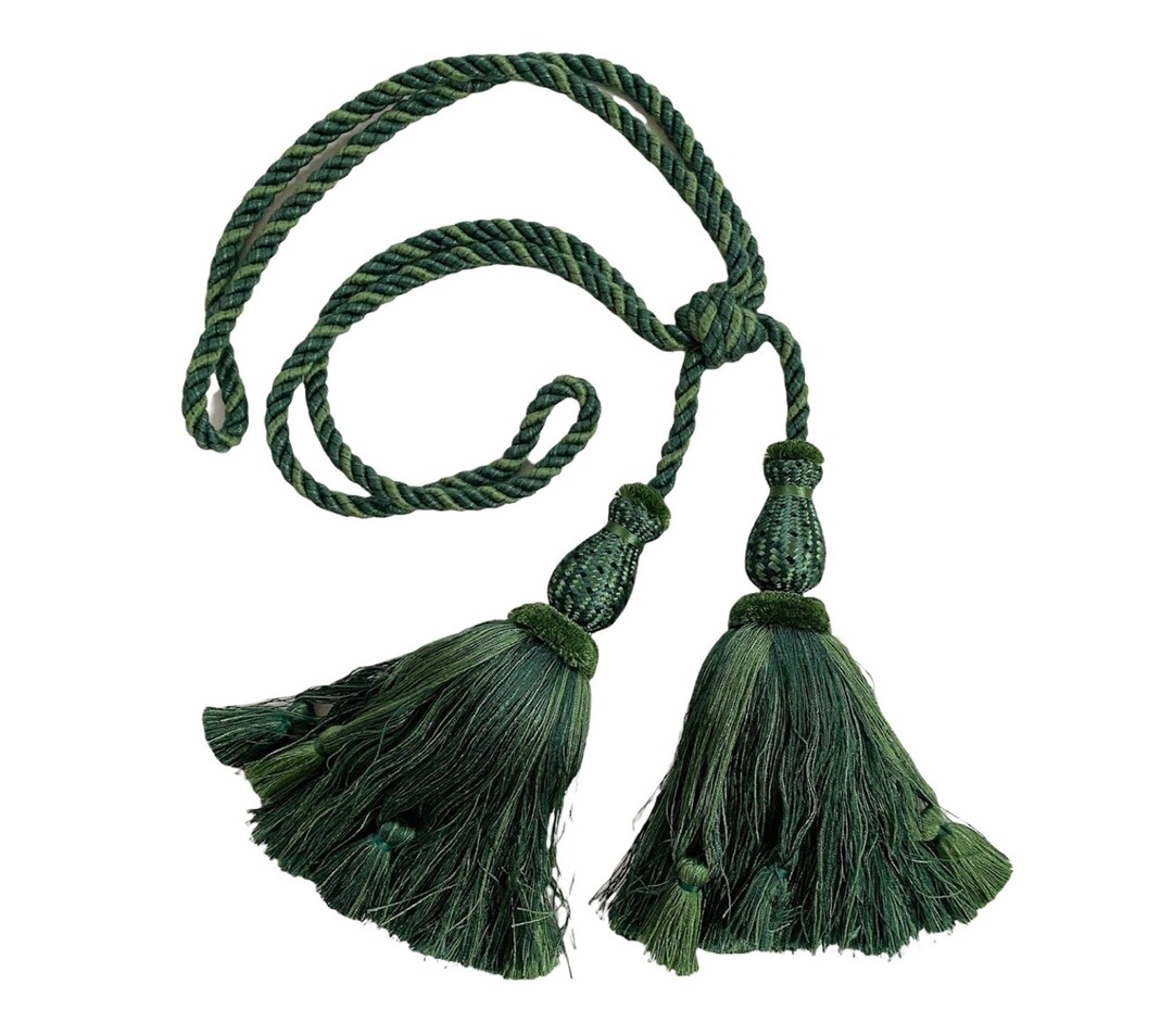 Pair Large Designer Double Tassel Tiebacks , Green Tassel Tieback ...