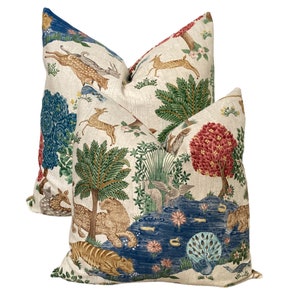 Pamir Garden Pillow Cover, Cream Indigo Pamir Garden, Sanderson Pillow ...