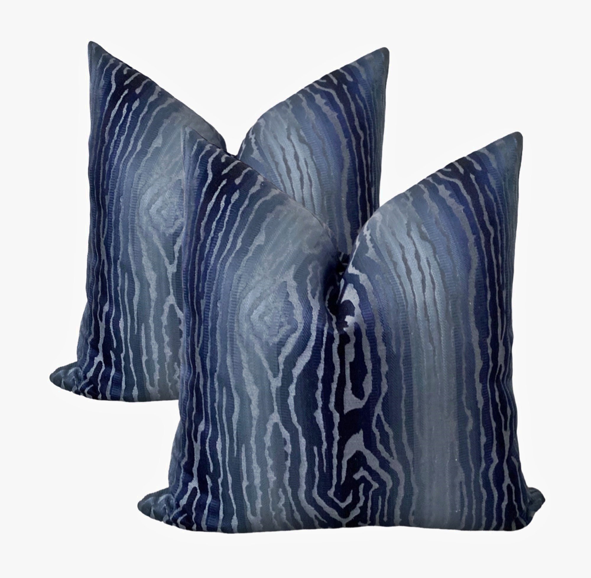 Thibaut Traduzione Pillow Cover - Two-sided, Navy Moire Pillow Cover ...