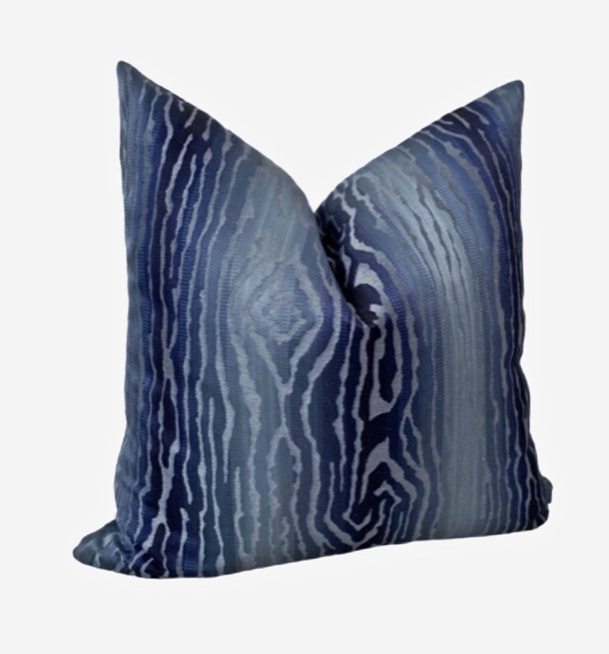 Thibaut Traduzione Pillow Cover - Two-sided, Navy Moire Pillow Cover ...