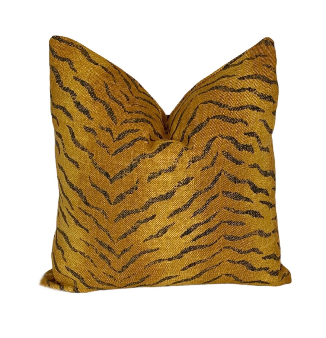 Golden Brown Tiger Print Pillow Cover Brown Animal Print Pillow Cover ...