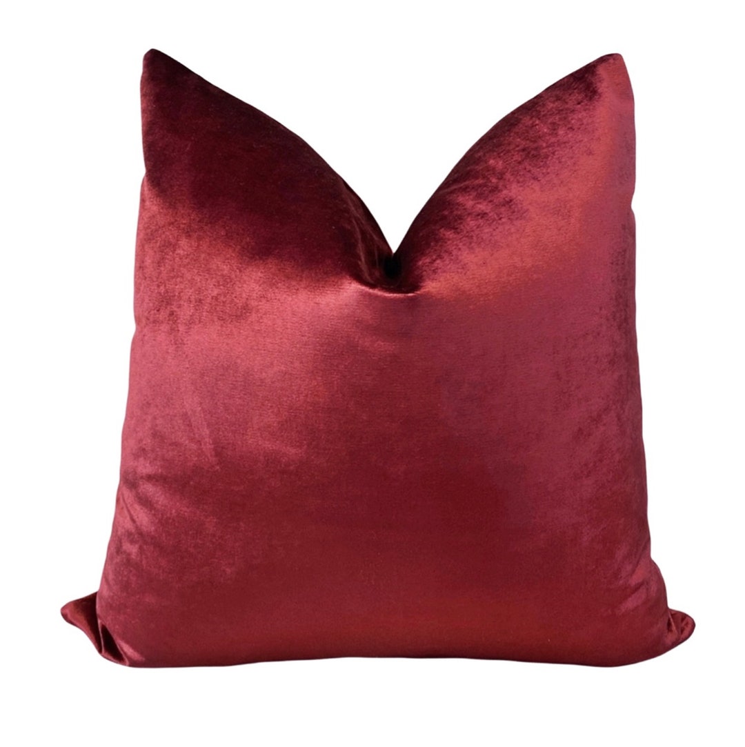 Red Primrose Luster Velvet Pillow Cover , Red Velvet Pillow Cover, Pink ...