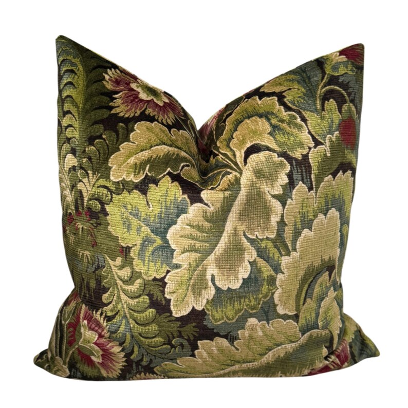 NEW! Chelsea Velvet Pillow Cover - Fern and Mulberry, Floral, Botanical ...