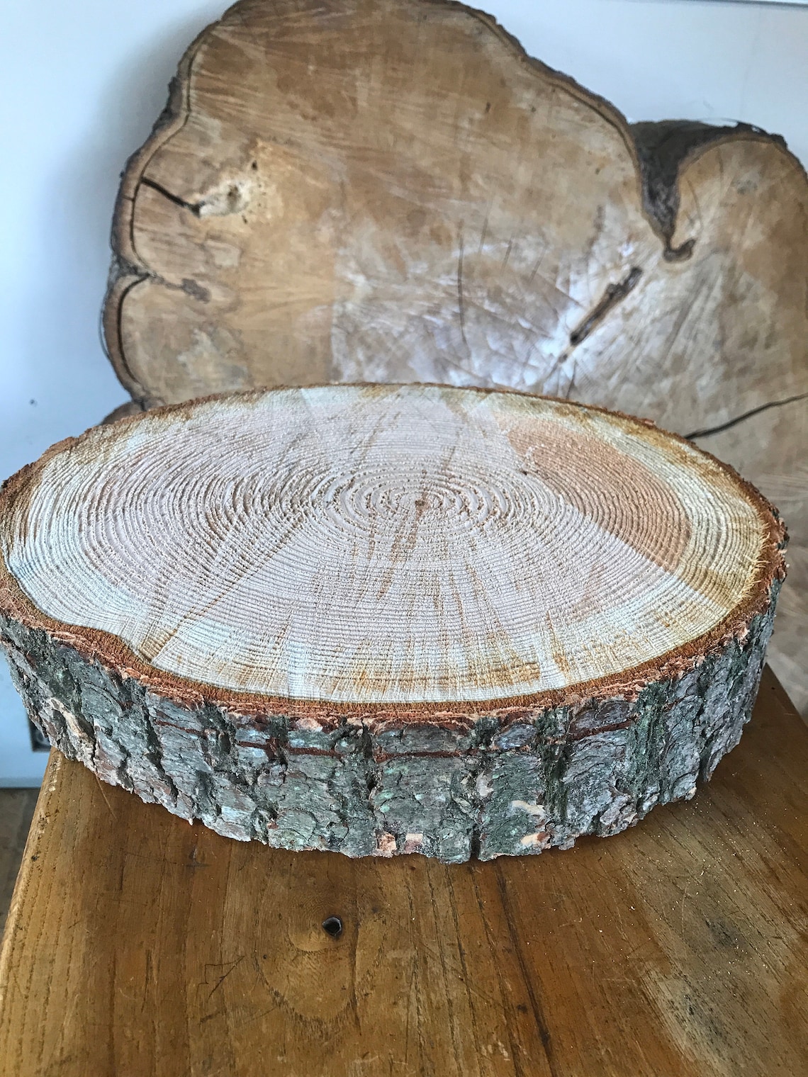 Gorgeous REAL WOOD Log Slice Wedding Celebration Cake Stand | Etsy UK