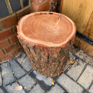 Personalised Rustic Wooden Log Stool With Bark, Garden Seating, Fire ...