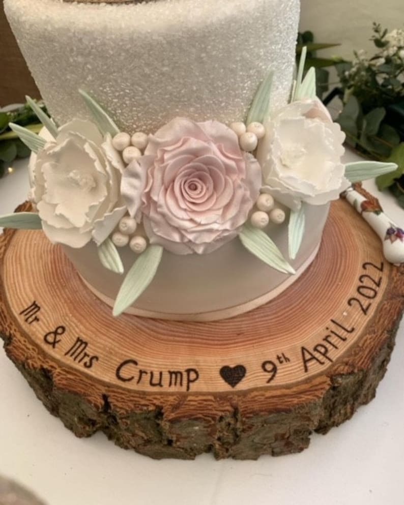 Personalised Rustic Log Wooden Wedding Cake Stand Ideal for - Etsy