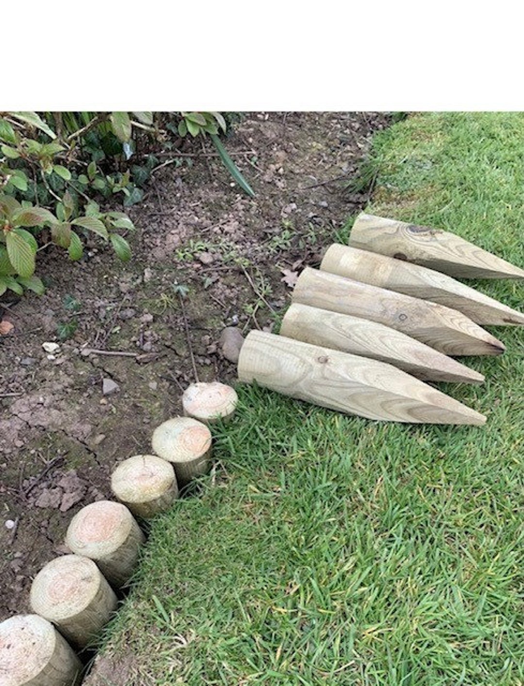 Pressure Treated Garden Edging Stakes, 10" Pointed Log Border - Etsy UK