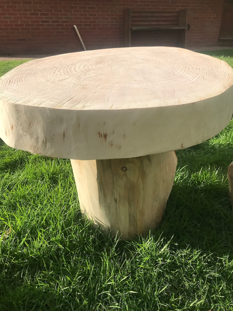 Rustic Log Garden Table and Stool Set, Real Wood Furniture - Etsy