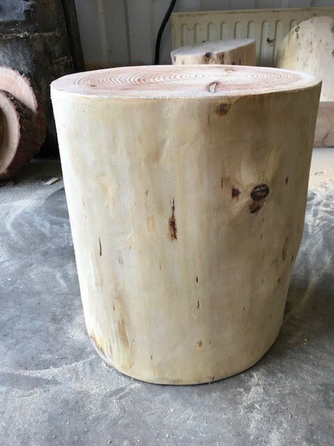 Handmade Larch Wood Log Stool, Rustic Side Table, Natural or Oiled ...