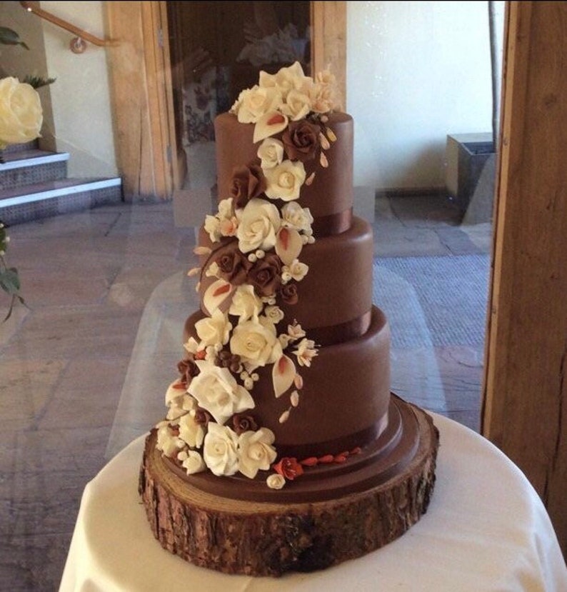 Sanded and oiled REAL WOOD rustic log cake stand wedding / | Etsy