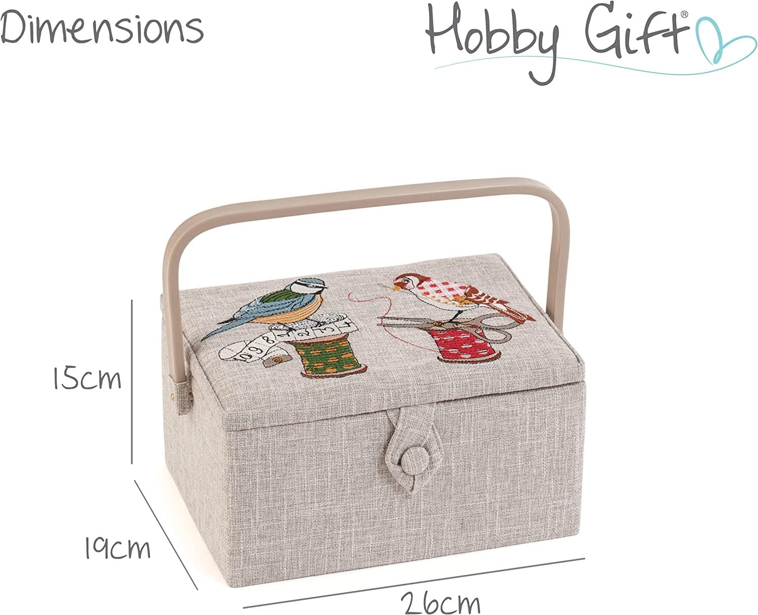 Hobbygift Medium Sewing Box - Birds on Bobbin Embroidered Design ...