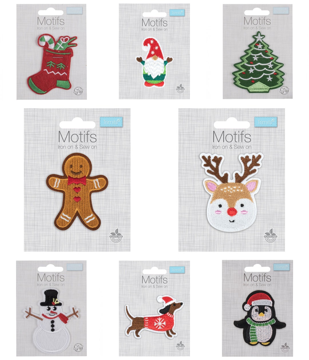 Christmas Craft Motifs Iron on & Sew on Festive Applique Xmas Patch ...