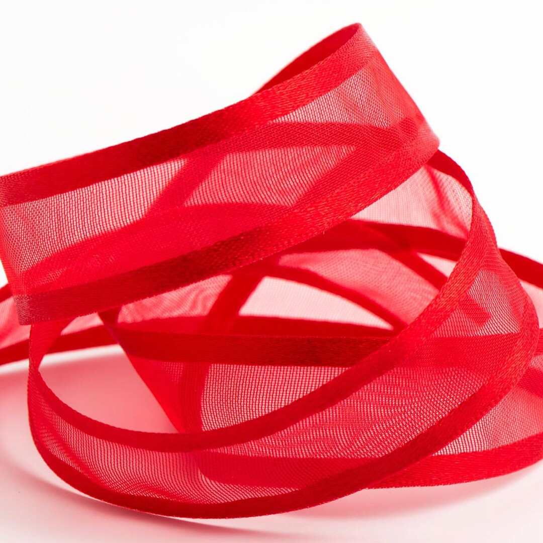 Red Satin Edged Organza Sheer Ribbon - Cut Lengths or Full Reel - Etsy