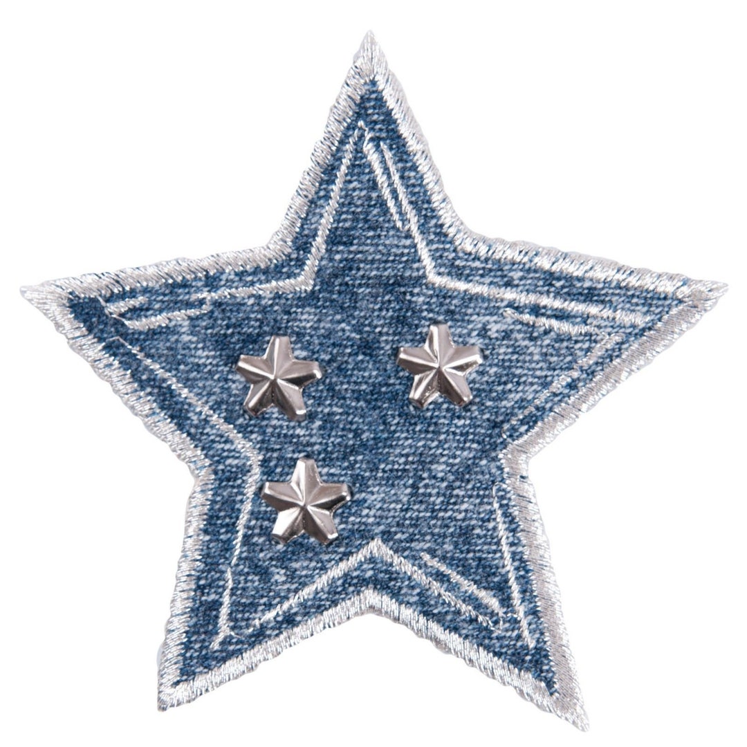 Studded Denim Star Motif Iron or Sew on Applique Patch Craft - Etsy UK