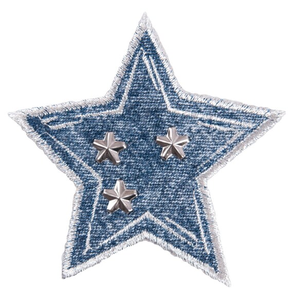 Studded Denim Star Motif Iron or Sew on Applique Patch Craft | Etsy