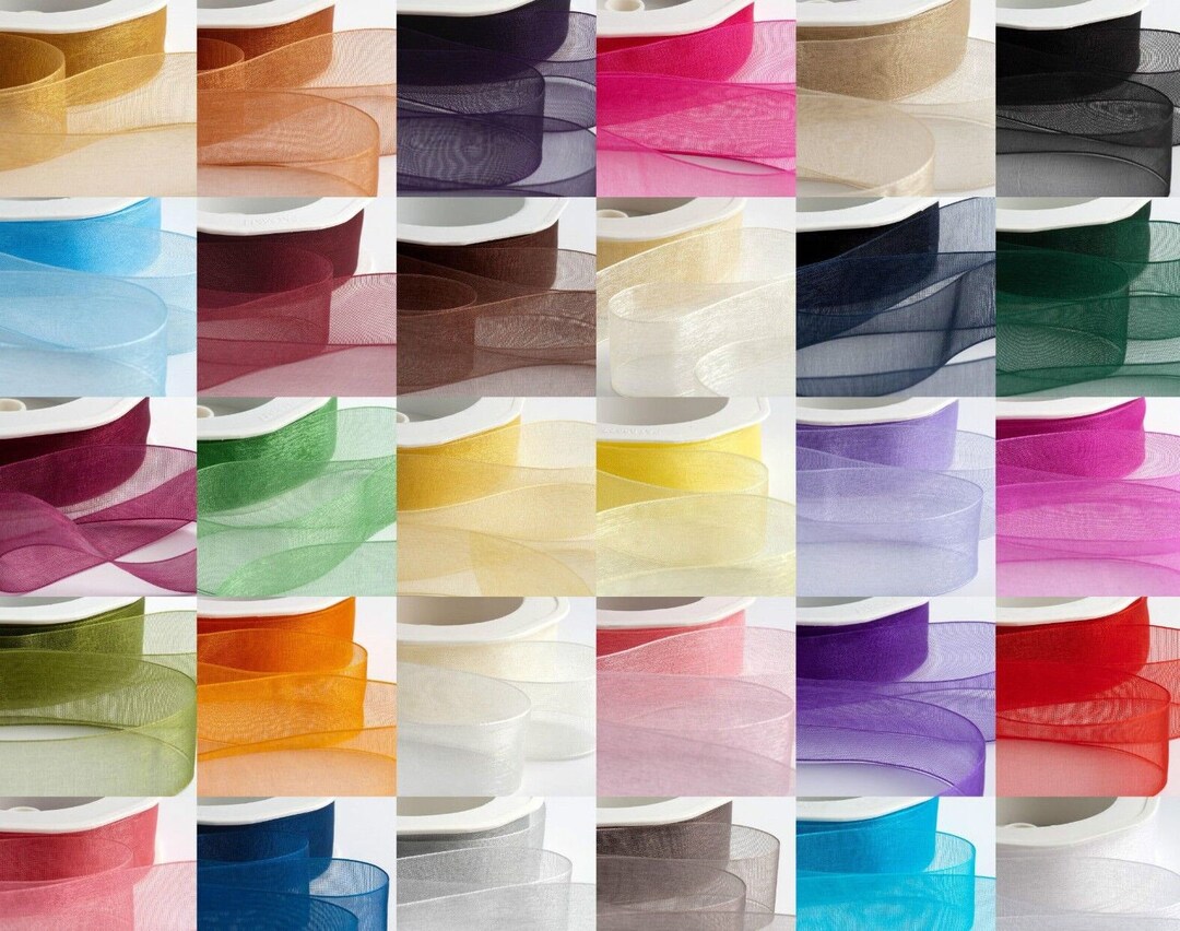 Organza Sheer Ribbon - Chiffon - Wedding Craft Sewing - 1m Cut Lengths ...