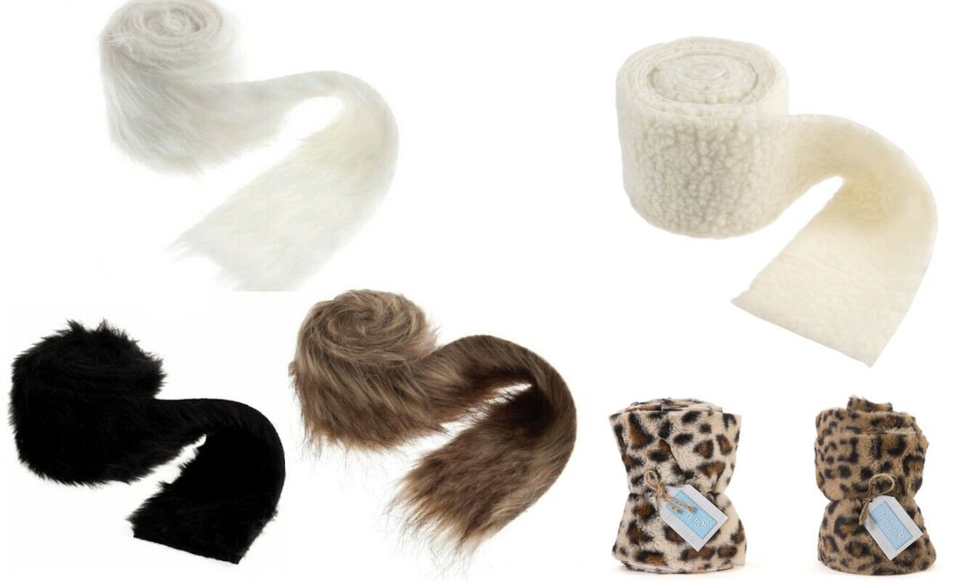 Faux Fur Trim X 2m - 80mm Long Fur - Sheepskin Fabric - 140mm Leopard ...