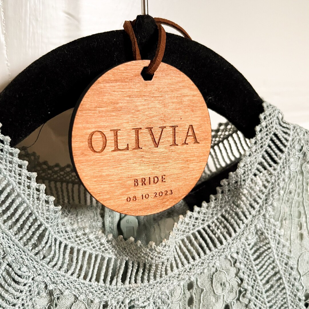 Custom Wooden Wedding Dress Tag, Custom Hanger Tag, Personalised Dress ...
