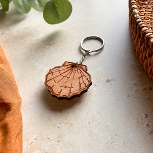Sea Shell Keyring, Wooden Keyring, Sea Life Keyring, Cute Shell Keyring, Stocking Filler, Clam ...