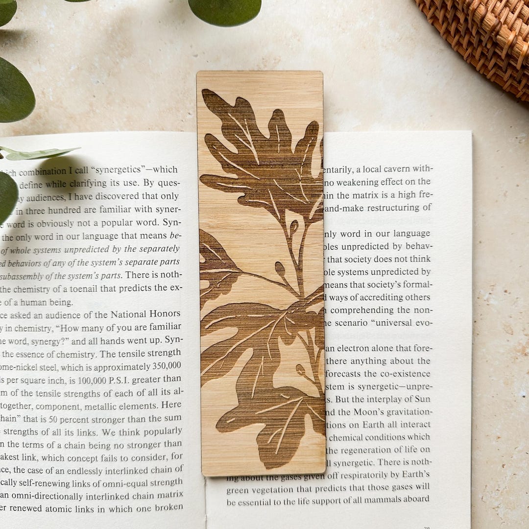 Fig Tree Wooden Bookmark: Botanical Foliage, Book Lover Gift - Etsy