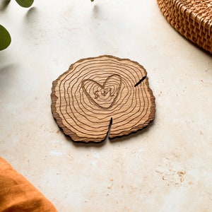 Personalised Log Slice Coaster, Wooden Log Coaster, Fathers Day Gift, 5 ...