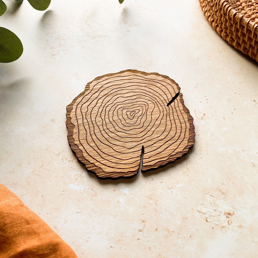 Log Slice Coaster, Wooden Log Coaster, Fathers Day Gift, 5 Year Wedding ...