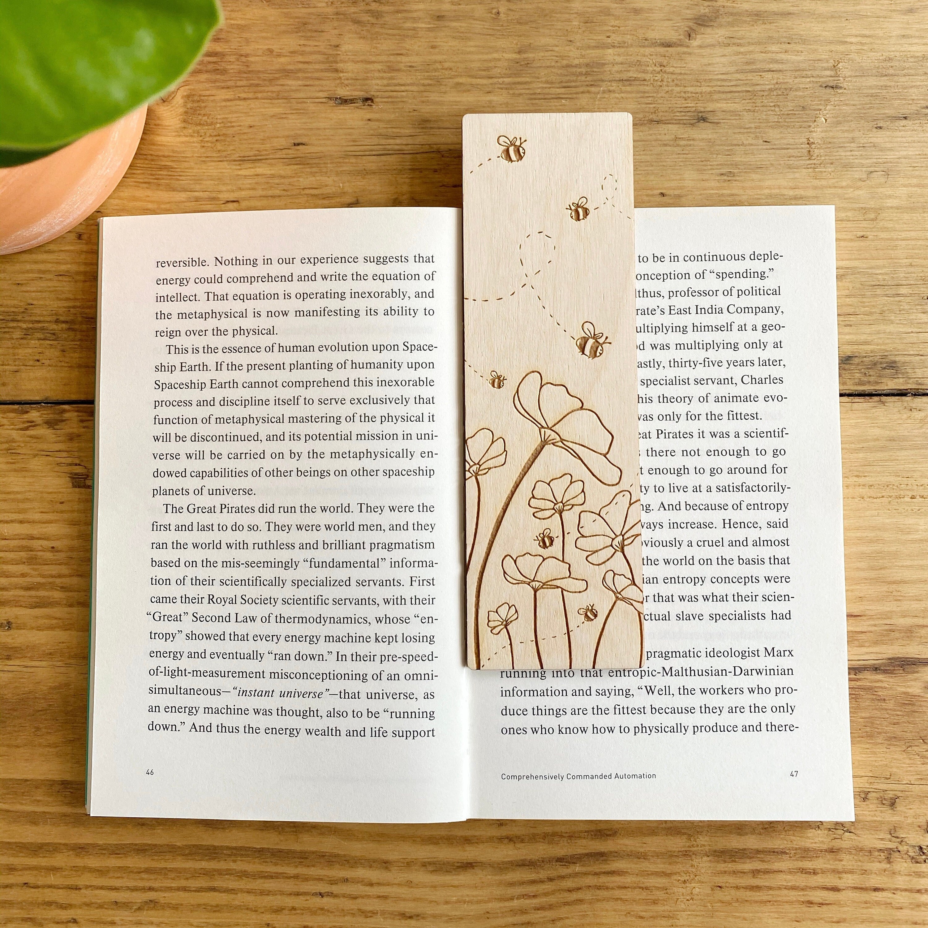 Bee Bookmark Wood Bookmark Flower Bookmark Planner - Etsy