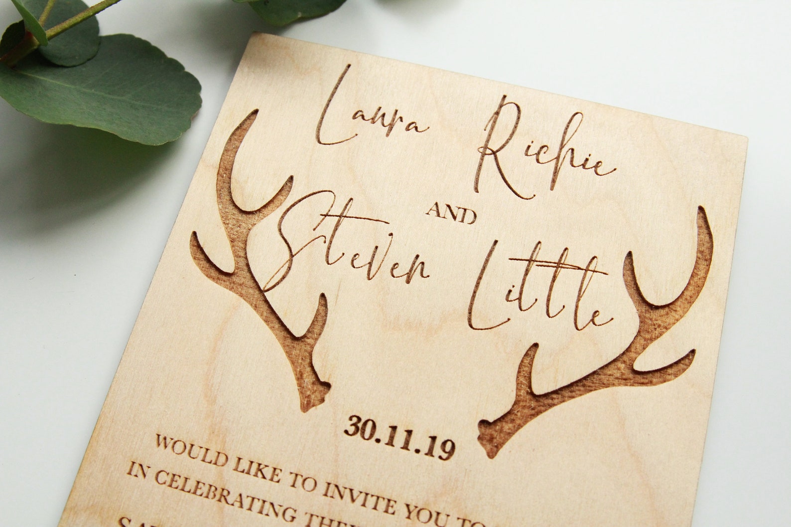 Antler Wedding Invitation Rustic Deer Wedding Invite Outdoor | Etsy