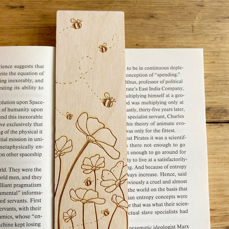 Bee Bookmark Wood Bookmark Flower Bookmark Planner - Etsy
