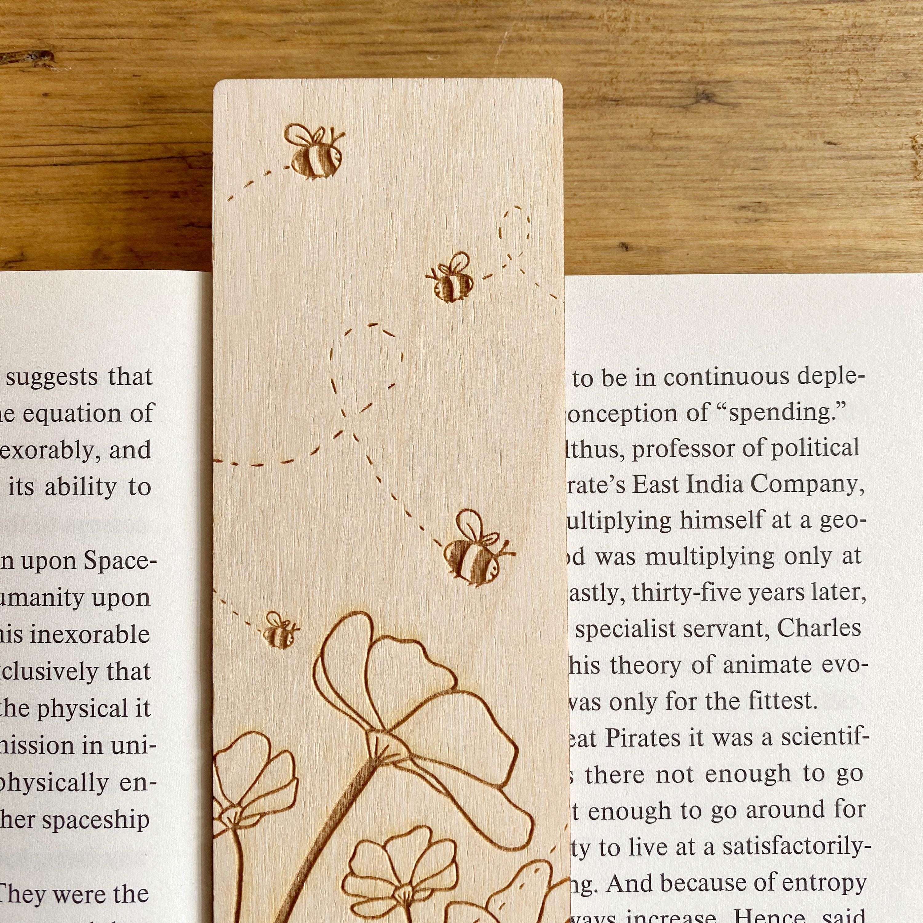 Bee Bookmark Wood Bookmark Flower Bookmark Planner - Etsy