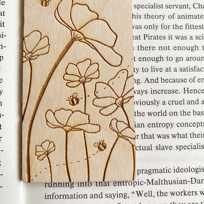 Bee Bookmark Wood Bookmark Flower Bookmark Planner - Etsy