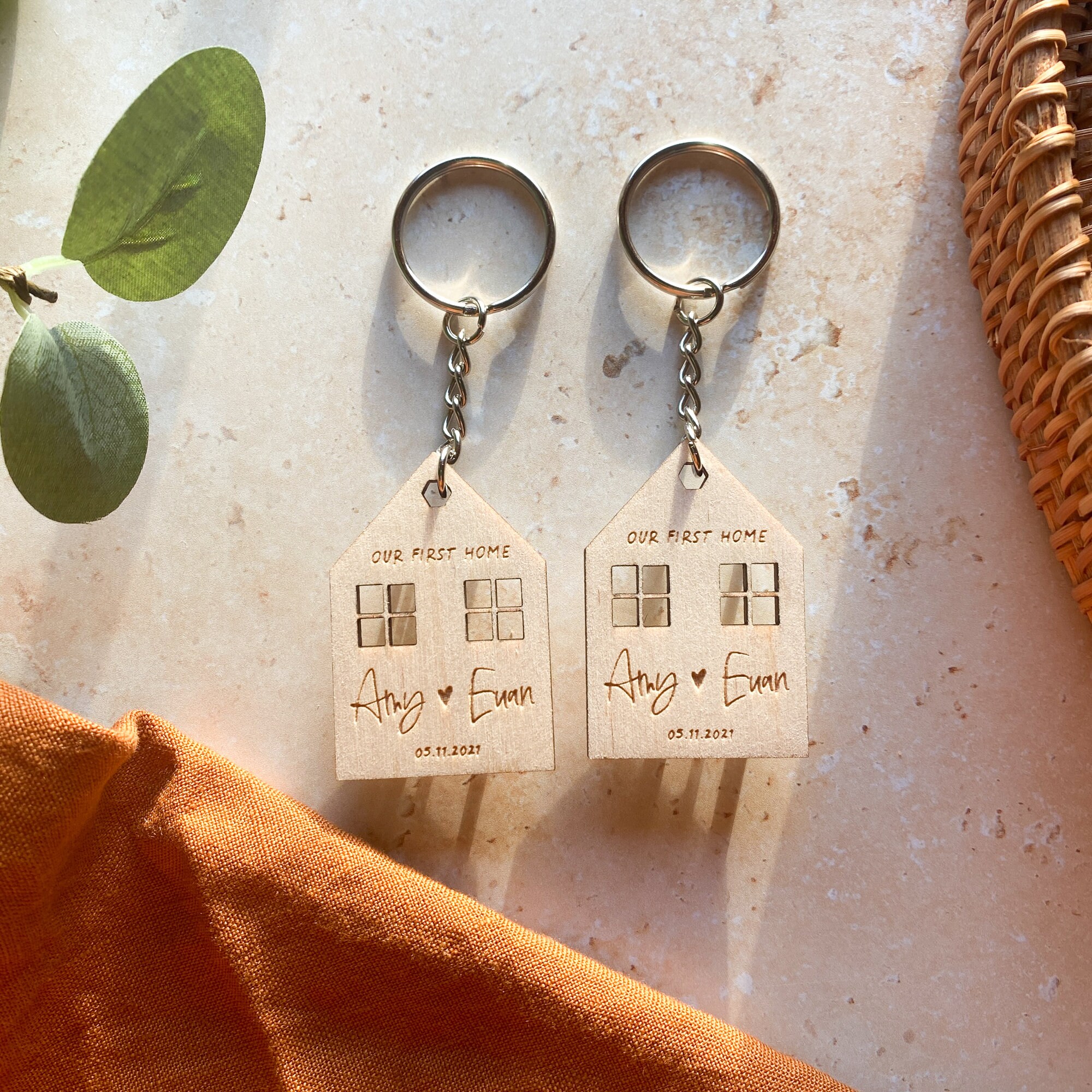 Matching First Home Keychain Set, Personalised Housewarming Gift - Etsy