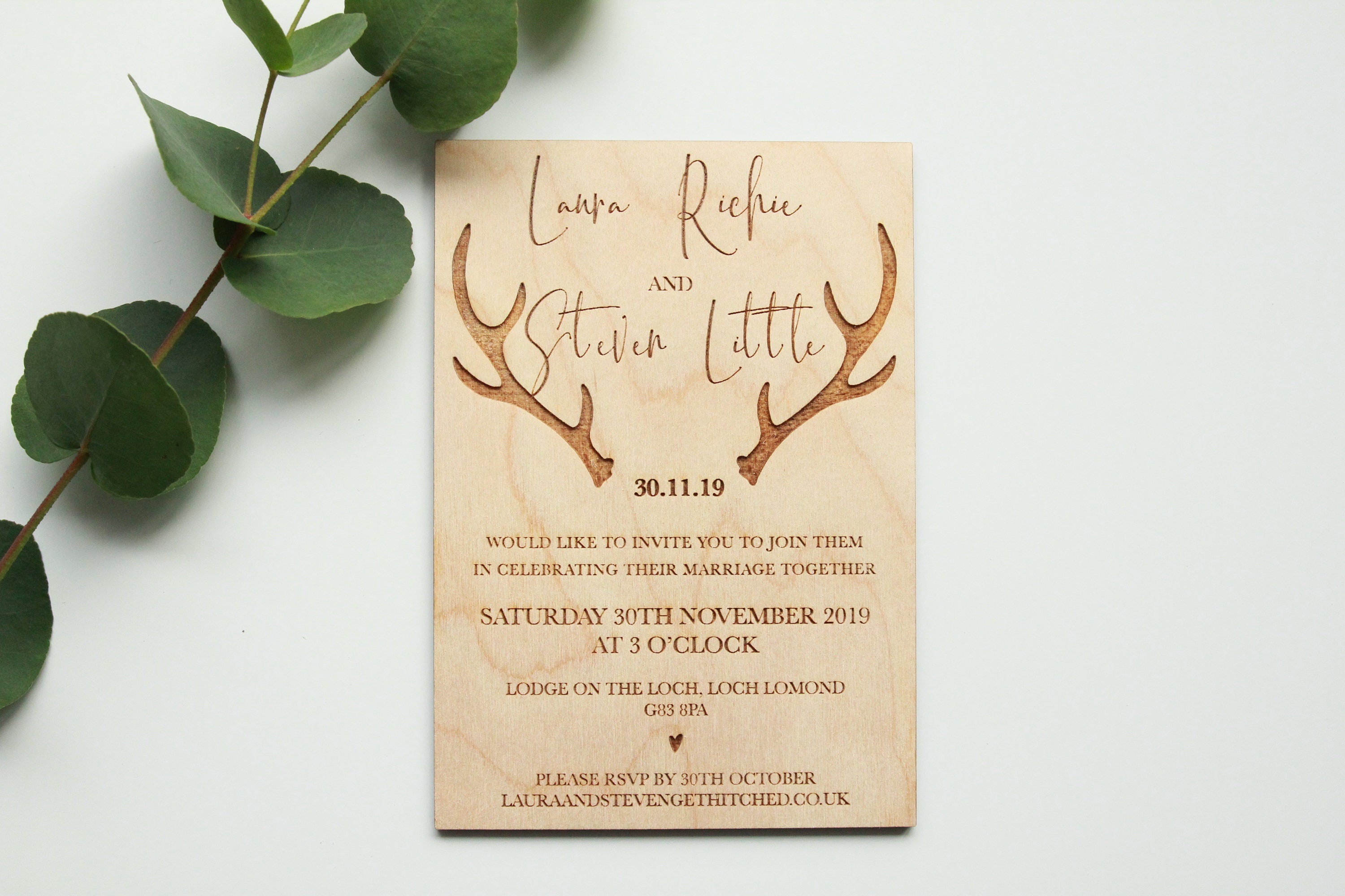 Antler Wedding Invitation Rustic Deer Wedding Invite Outdoor | Etsy