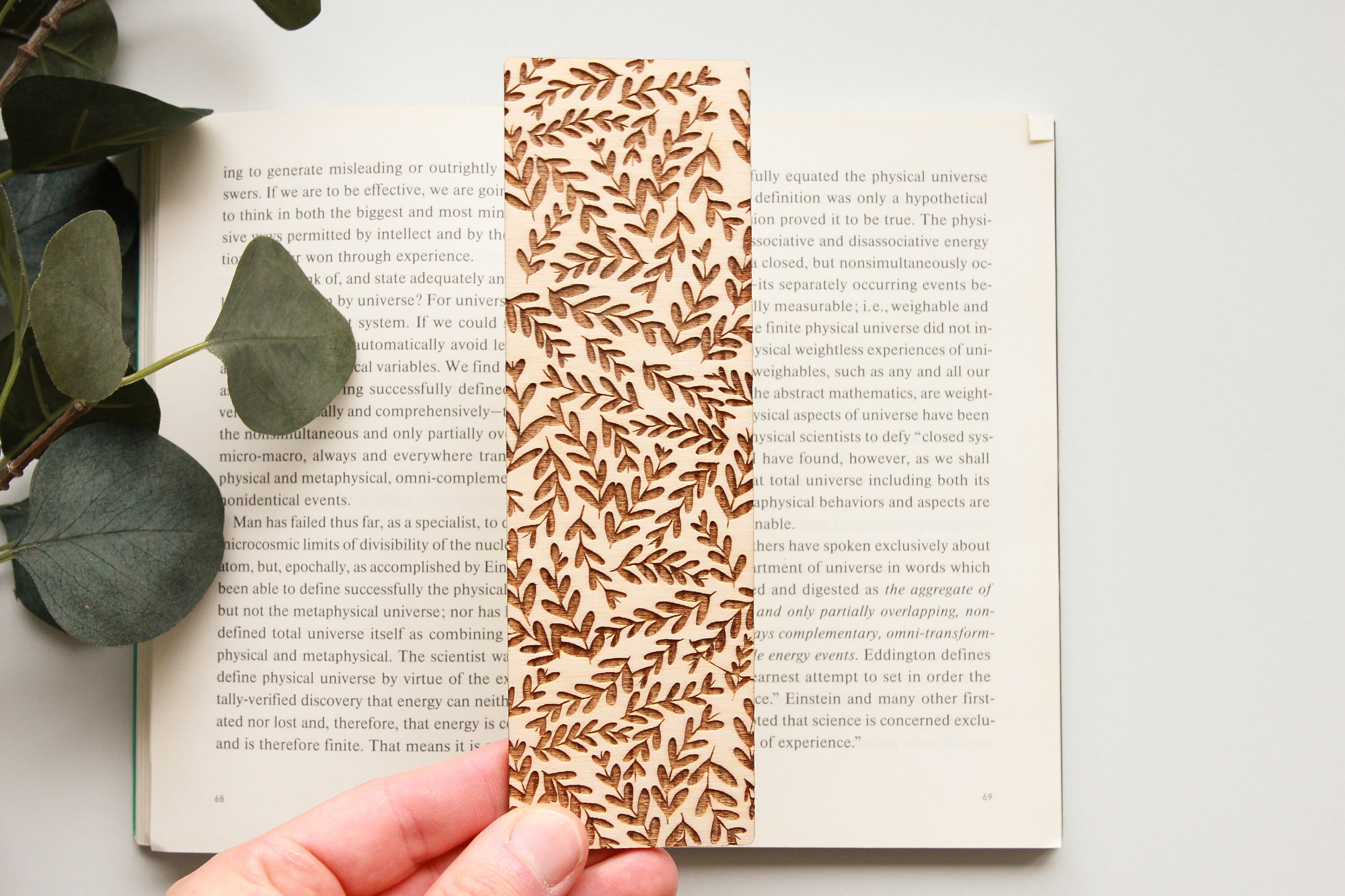 Foliage Pattern Wood Bookmark Flower Bookmark Planner | Etsy