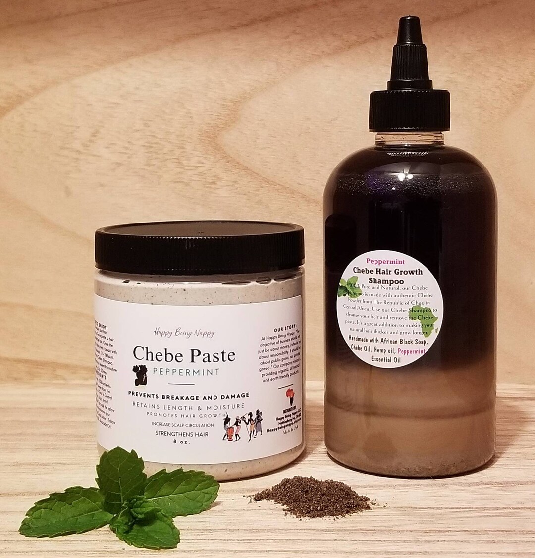 Chebe Hair Mask Paste and Chebe Shampoo (peppermint Shampoo) - Etsy