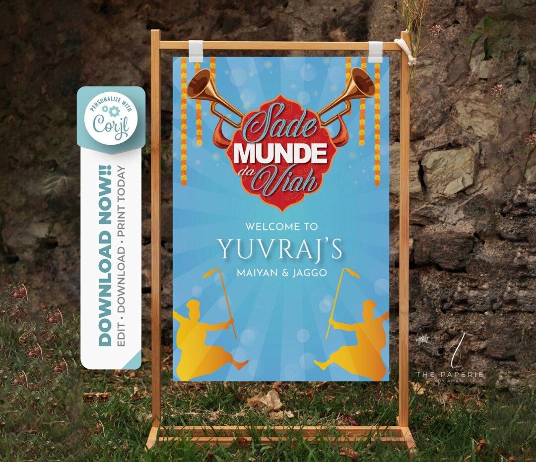 Instant Download | Editable Welcome Sign | Sangeet Sign | Mayian Sign ...