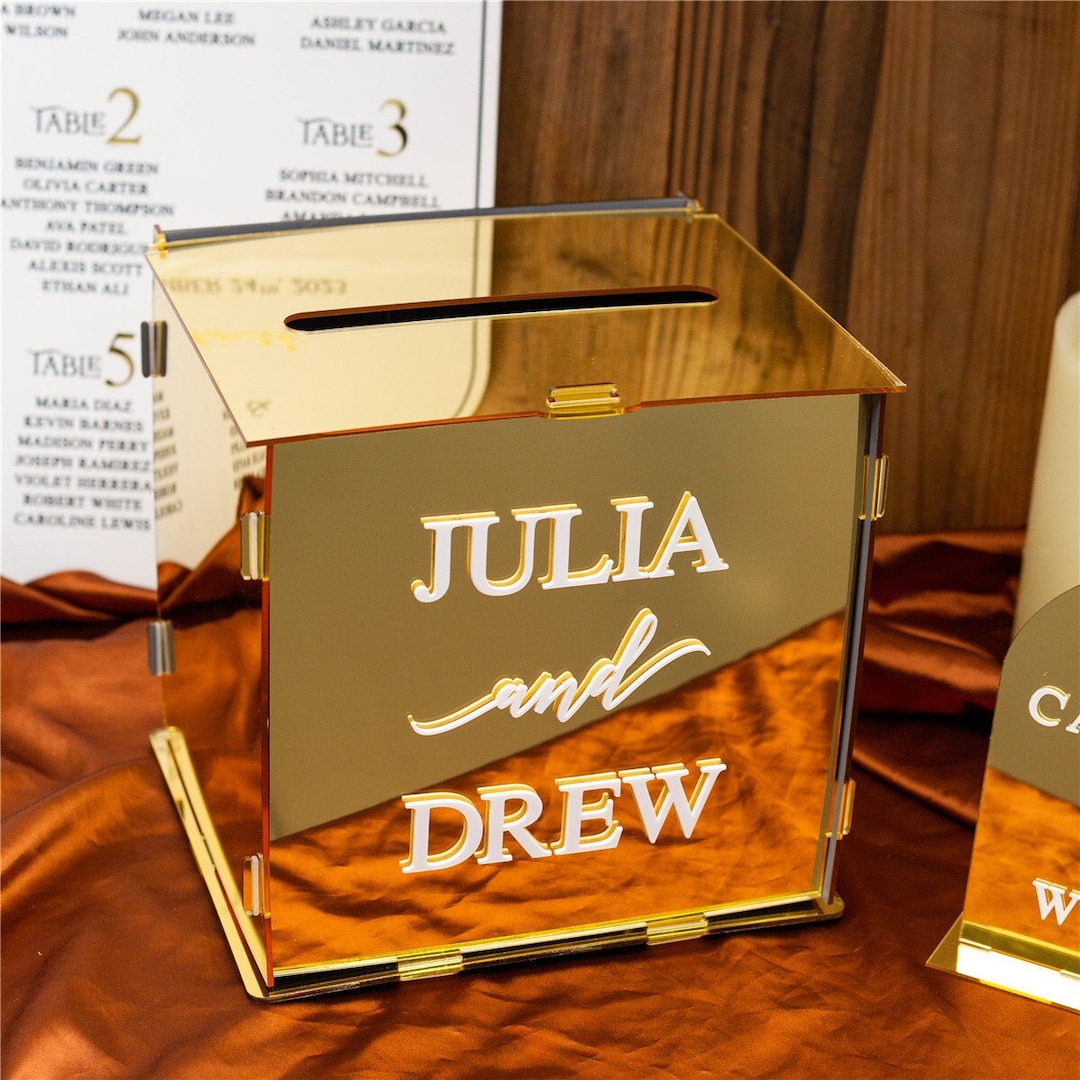 Personalized Wedding Card Box | Acrylic Money Box | Wedding Box for ...