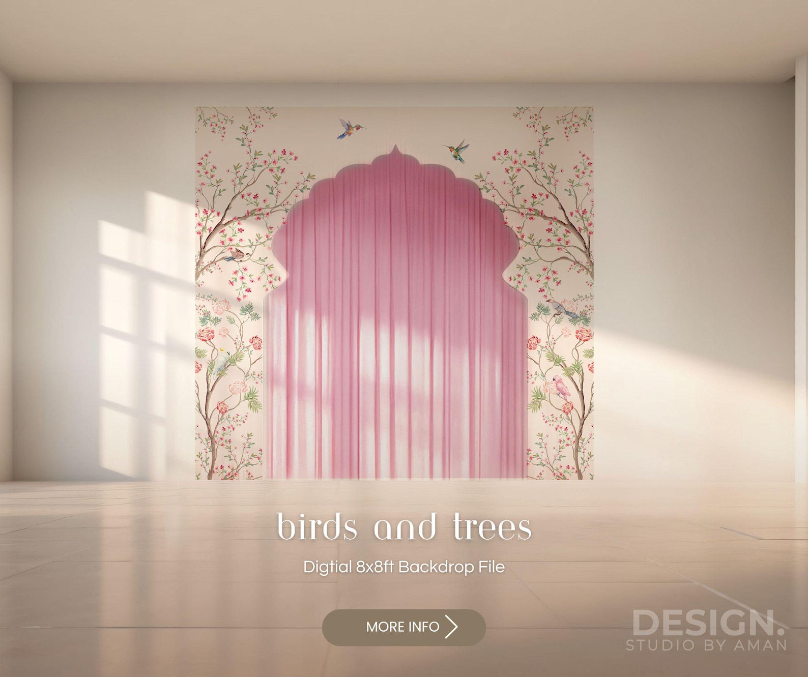 Indian Wedding Backdrop | Instant Birds & Trees Digital Print File - Etsy
